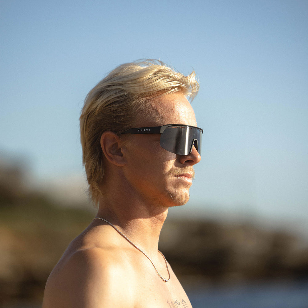 Velocity - Frame: Matte Black with Red Inner Temple Lens: Grey