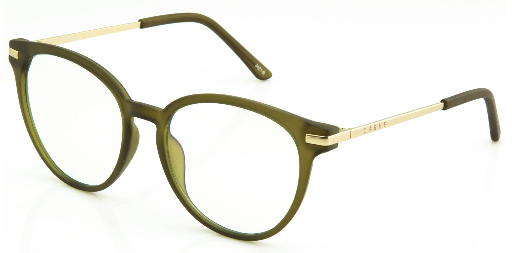 Dahlia - Blue Light Matt Olive Frame Glasses